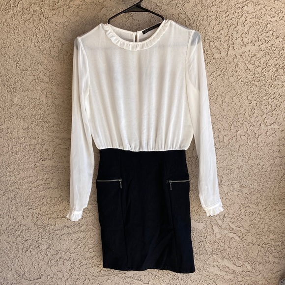 Zara | Dresses | 3 For 2trafaluc Black And White Womens Long Sleeve ...